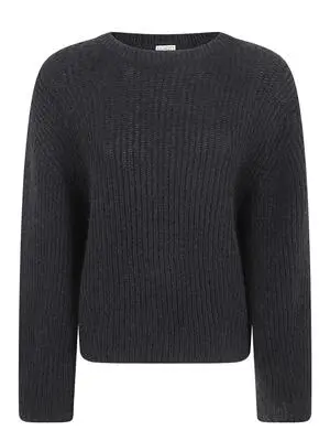 TOTEME Mohair Blend Rib Knit Sweater - Black