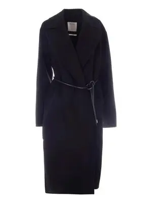 Sportmax SPORTMAX Belted Long Wool Coat Nero