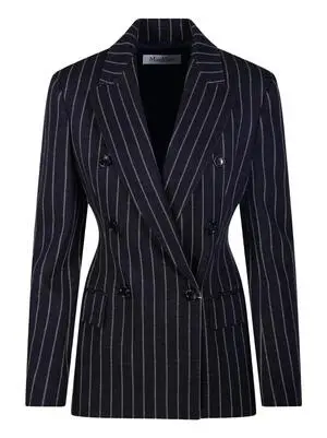 Max Mara Double-breasted Pinstripe Blazer - Navy