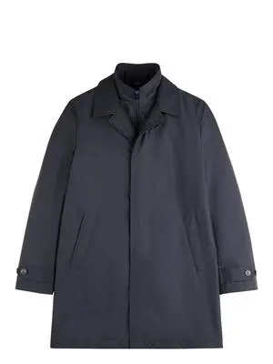 FAY FAY Mid-Length Overcoat With Notched Lapel And Stand Collar