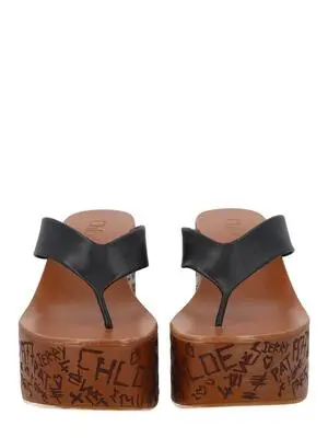 CHLOÉ CHLOÉ Leather Platform Thong Sandals