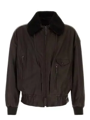 Giorgio Armani S Lambskin Leather Jacket - Brown