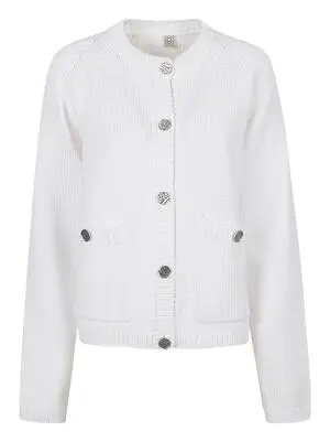 TOTEME Hammered Button Cardigan - White