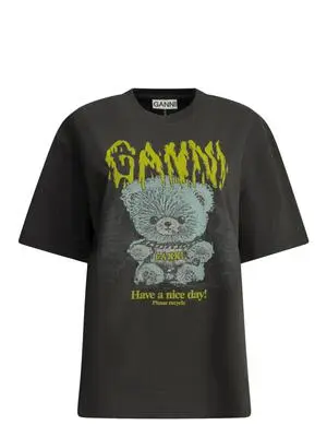 GANNI Heavy Cotton Teddy Graphic T-shirt - Phantom