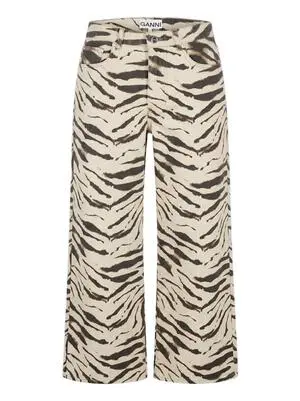 GANNI Printed Denim Lari Jeans - Egret