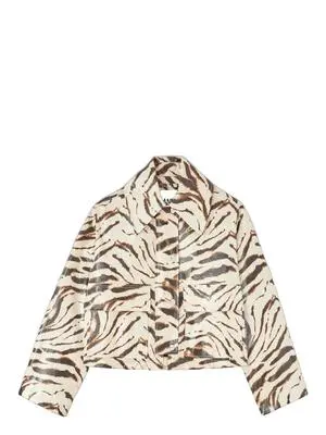 GANNI GANNI Printed Canvas Barn Jacket Egret