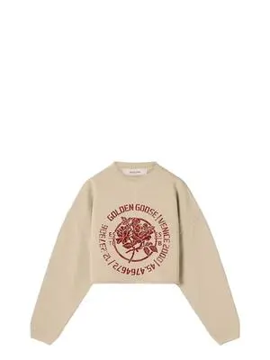 GOLDEN GOOSE Journey" Garment-dyed Oversized Crop Sweatshirt - Fields Of Rye