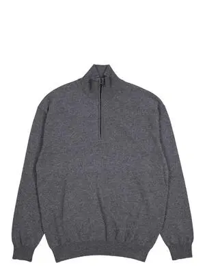 LISA YANG LISA YANG Cashmere Half-Zip Sweater With Stand-Up Collar Grigio