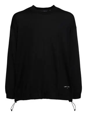 Comme Des Garçons Crew Neck Long Sleeve Pullover With Drawstring Hem - Black