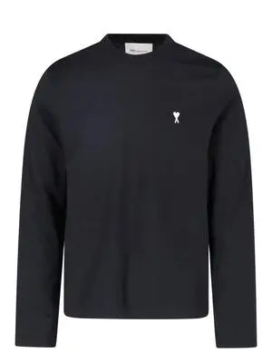 AMI Paris Long Sleeve Crewneck T-shirt - Black
