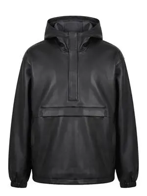 RÓHE Oversized Leather Anorak Jacket - Black