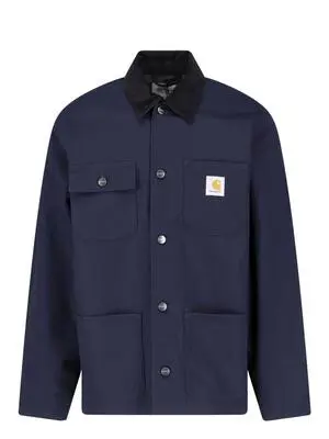 Carhartt Work In Progress CARHARTT WIP Canvas Chore Jacket With Classic Collar And Logo Patch Blue