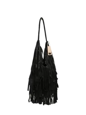 LA MILANESA Aretha Small Shoulder Bag With Fringe Detail - Black