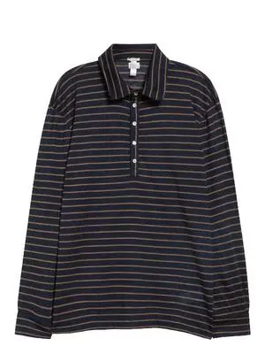 Massimo Alba Stripe Long Sleeve Polo - Blue