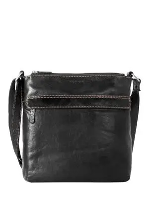 JACK GEORGES Voyager Zippered Crossbody Hobo Bag - Black