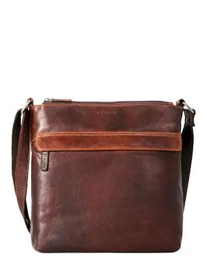 JACK GEORGES Voyager Zippered Crossbody Hobo Bag - Brown