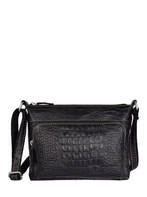 JACK GEORGES Hornback Croco Mini City Crossbody - Black