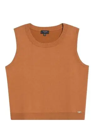 TAHARI ASL Fine-gauge Cotton Blend Sweater Vest - Toffee