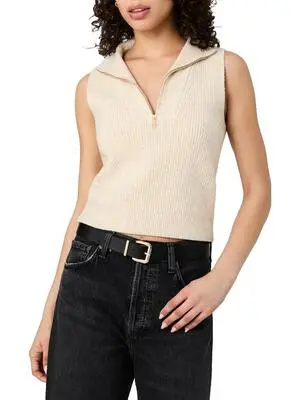 French Connection Marley Half Zip Rib Sweater Vest - Oatmeal Melange