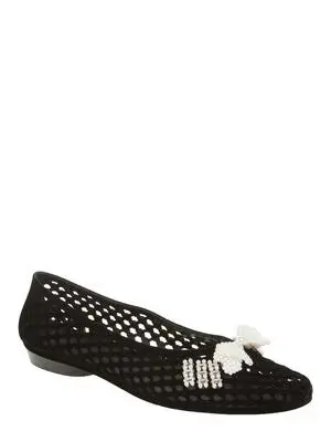 HEAVENLY JELLY Embellished Perforated Ballet Flats - Black