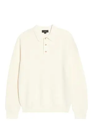 Vince Heirloom Shaker Long Sleeve Polo Sweater - Bone