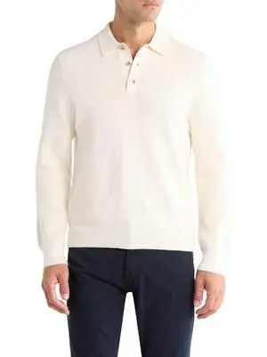 Vince Heirloom Shaker Long Sleeve Polo Sweater - Bone