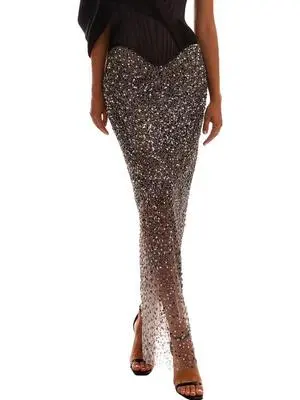MILLA Milla Fitted Sequin Pencil Maxi Skirt