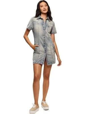 SEROYA Anne Denim Mini Dress - Salinas