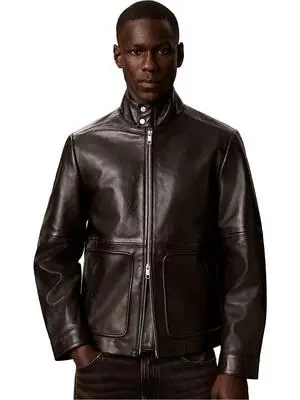 CALVIN KLEIN Calvin Klein Lamb Leather Zip Jacket