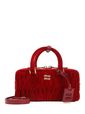 Miu Miu Miu Miu Matelassé Lamb Leather Top Handle Bag With Detachable Shoulder Strap Red