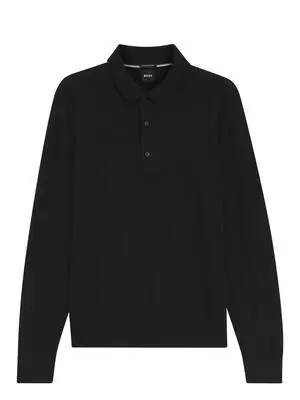 BOSS Merino Wool Polo Sweater - Black