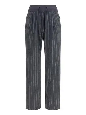 Herno Pinstripe Drawstring Trousers - Gray