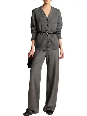 Vince Colette High-rise Italian Wool-blend Flannel Bias Pant - Medium Heather Grey