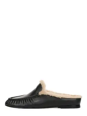 Vince Tevin Shearling Lined Leather Mule - Black