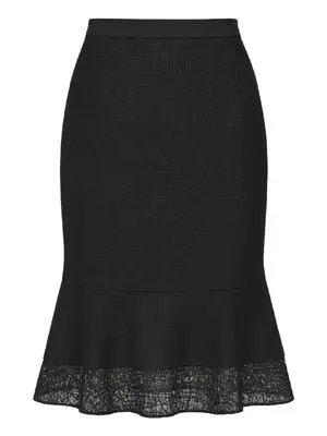 CONQUISTA Conquista Textured Pencil Skirt With Lace Flounce Hem