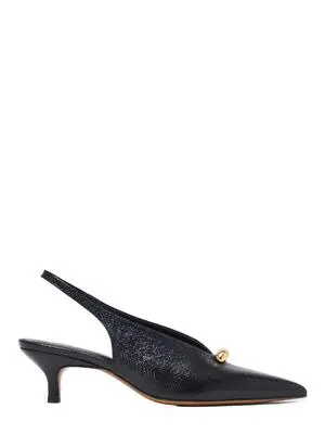 Maje Pointed Embossed Leather Slingback Pumps - Black