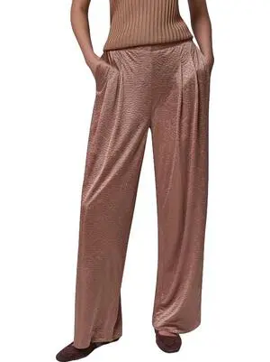 Donna Karan New York Crinkled Wide Leg Pants - Camel