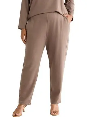 Eileen Fisher Stretch Organic Cotton Slouch Ankle Pants - Tan