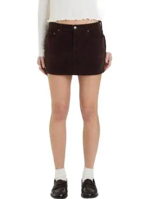 DAZE Corduroy A-line Miniskirt - Chocolate