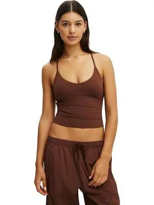 Cotton:on Active Ultra Soft V Neck Racer Back Tank - Chestnut