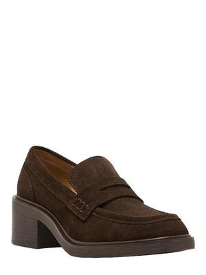 Blondo Brisa Waterproof Penny Loafer Pump - Chocolate Suede