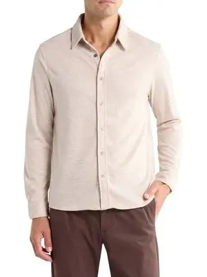 7 Diamonds Generation™ Pinstripe Double Knit Button-up Shirt - Beige