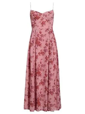 REFORMATION Reformation Jaelyn Floral Print Sweetheart Neck Spaghetti Strap Midi Dress
