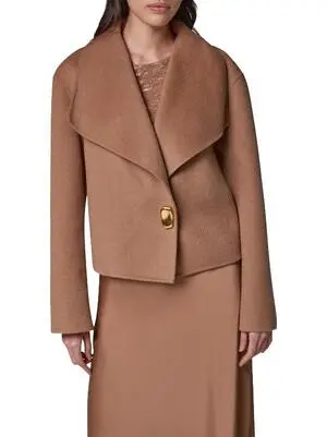 Donna Karan New York Wool Blend Wrap Jacket - Camel