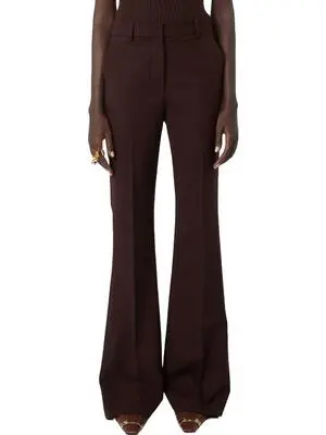 Sportmax Virgin Wool Blend Wide Leg Trousers - Plum