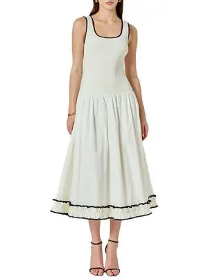 Endless Rose Smocked Drop Waist Midi Dress - Ivory