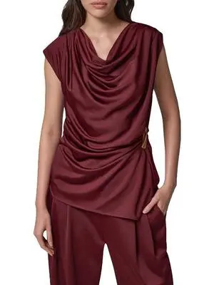 Donna Karan New York Cowl Neck Sleeveless Top - Blk Cherry