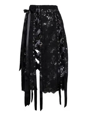 Simone Rocha Lace Ribbon & Ring Embellished Skirt - Black