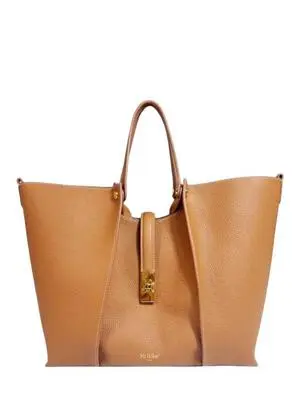 MI BOLSA LONDON Wharf Genuine Pebble Leather Tote Bag - Caramel