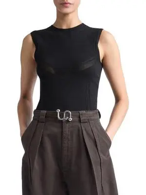 Sportmax Sleeveless Sweater With Mesh Accents - Black